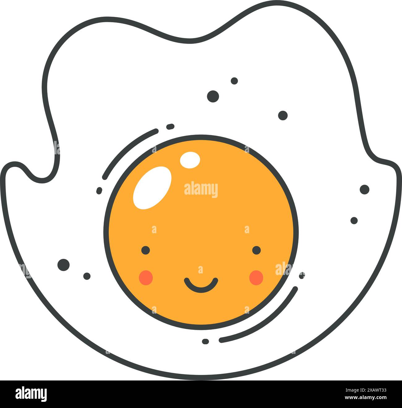 Smiling frying egg character funny face positive emotion pop art t ...