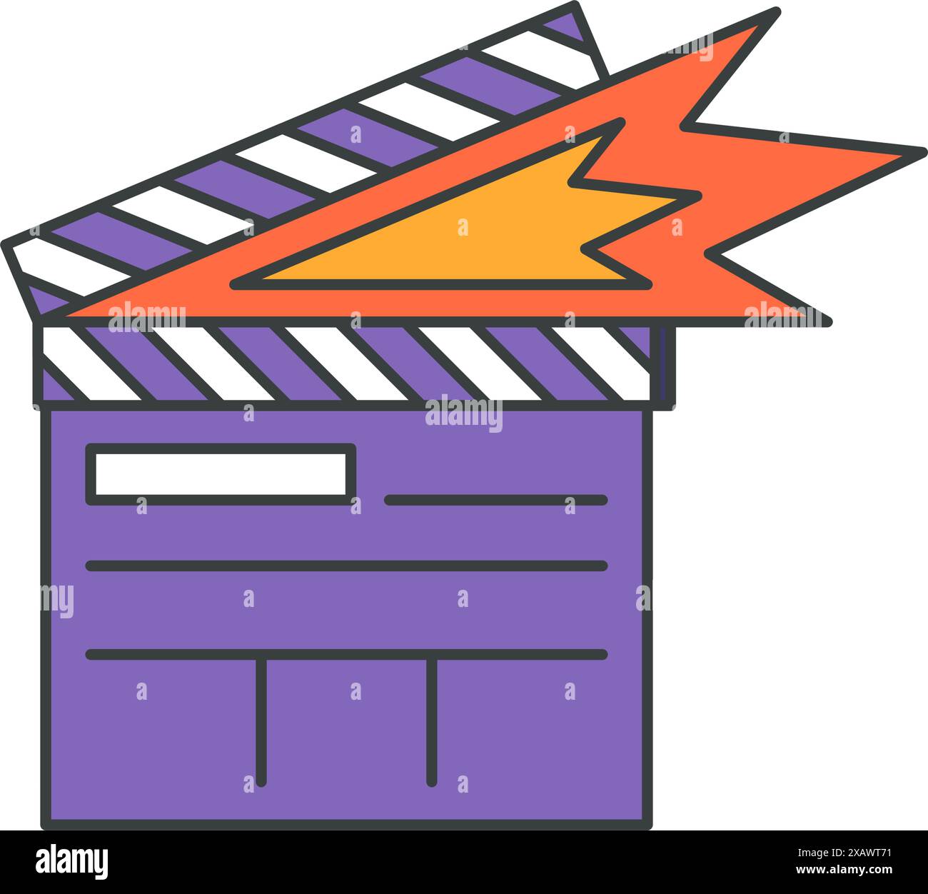 Comic explosion film clapperboard with sparks pop art groovy style ...
