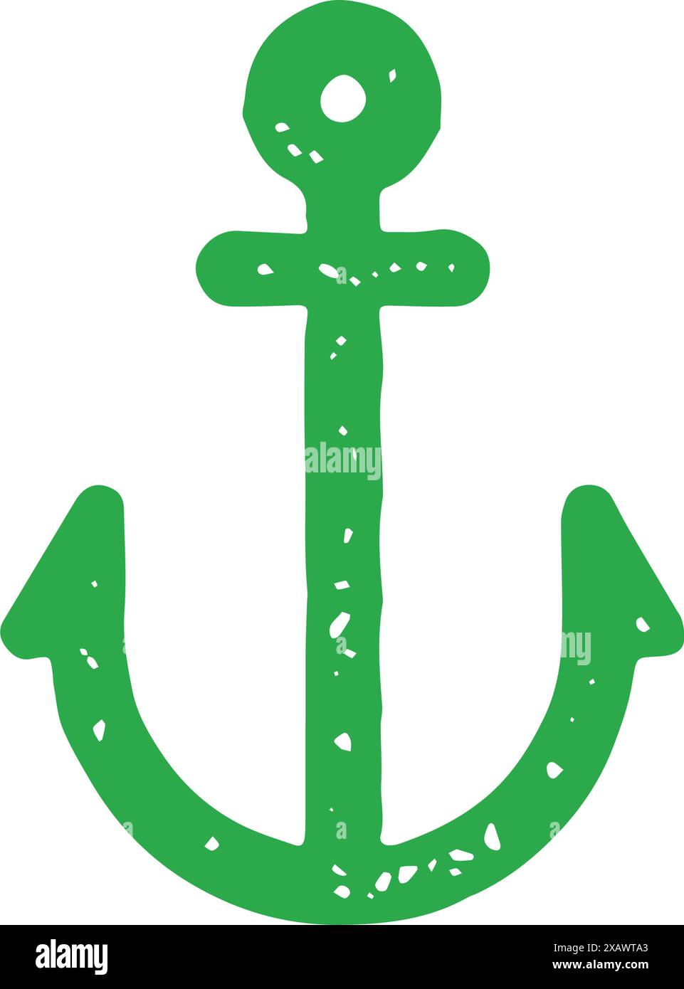 Antique hand drawn green anchor with hole for hanging decorative design ...
