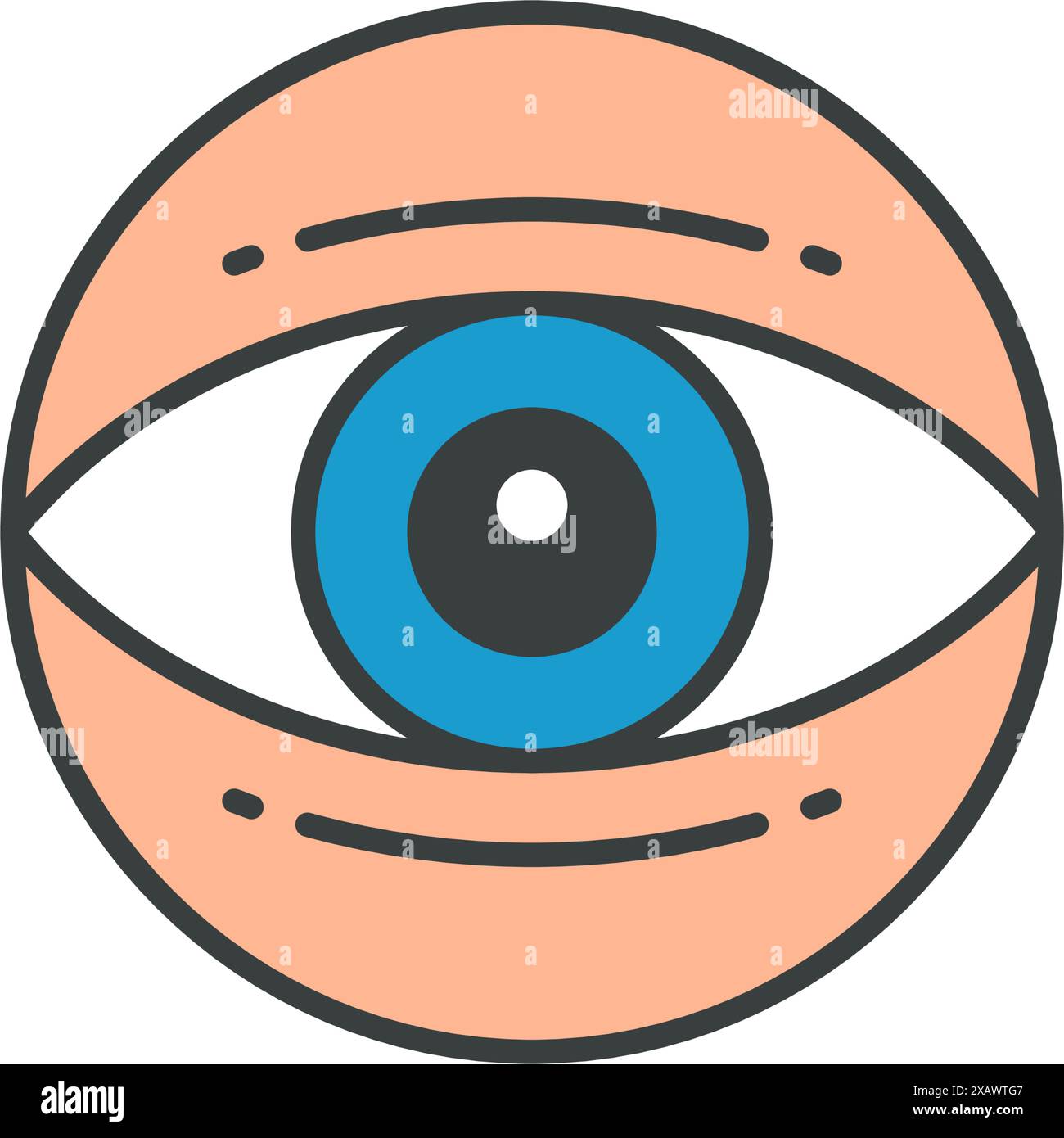 Human eye blue lens with eyeball and eyelids circle pop art sticker ...