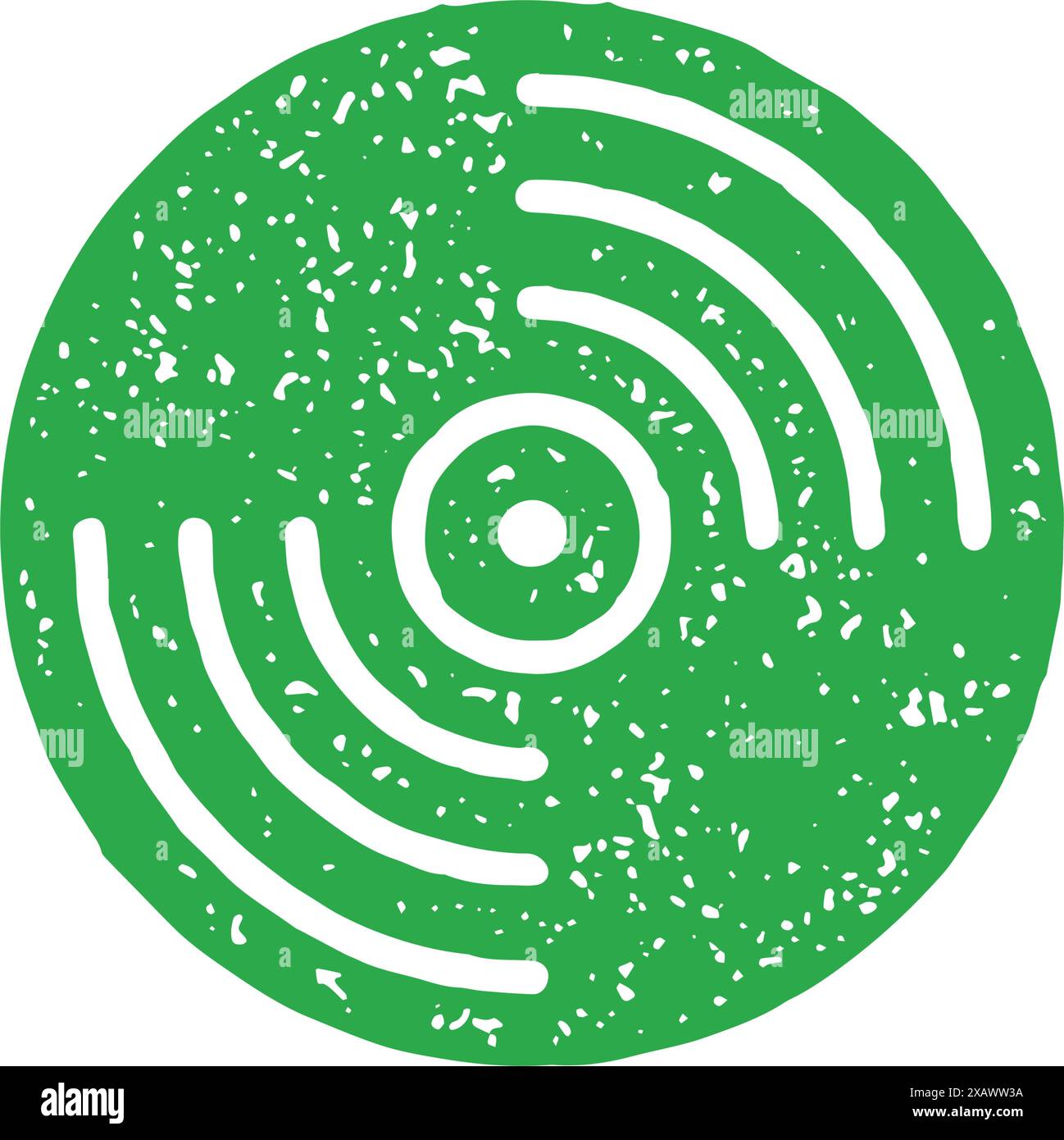 Minimalistic green retro vinyl record top view grunge texture vector ...