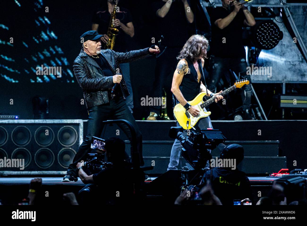 Vasco Rossi (L) and Stef Burns (R) performs live at San Siro Stadium in ...