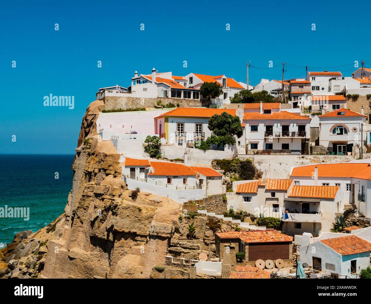 Picturesque village of Azenhas do Mar, famous for its natural pool and ...