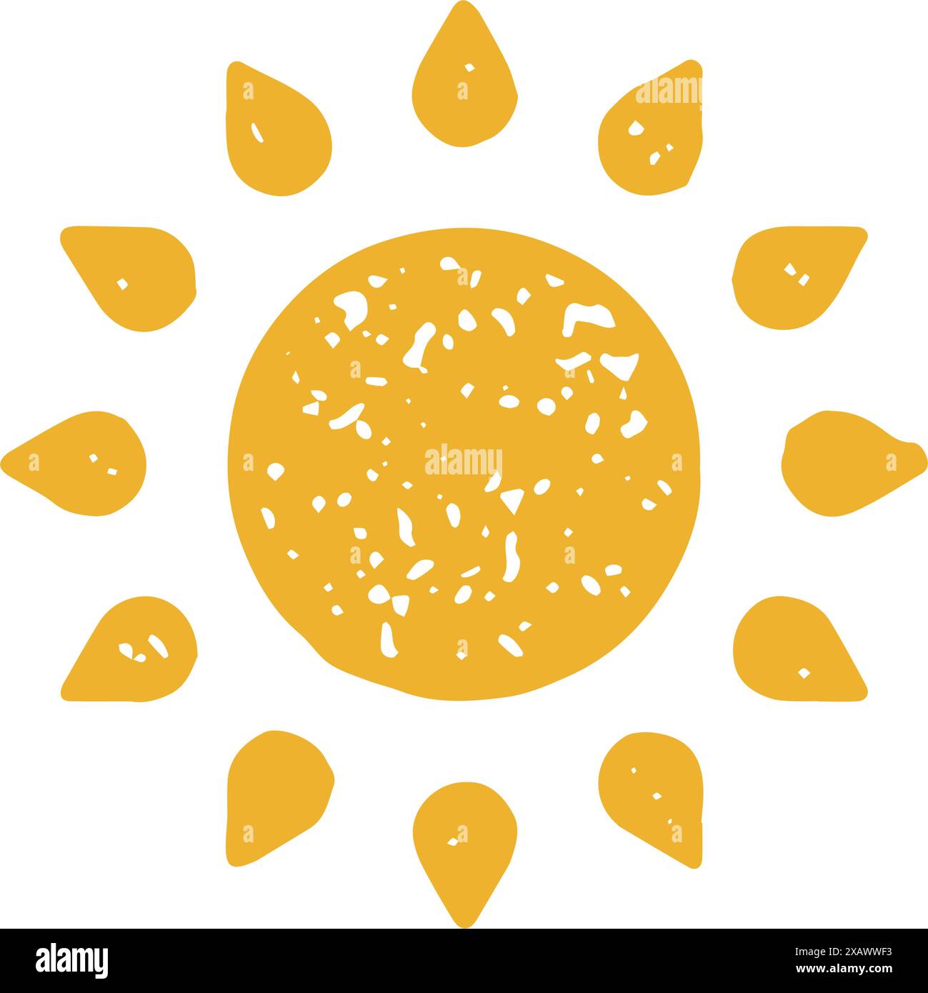 Simple sun circle shape with shining beams decorative design grunge ...