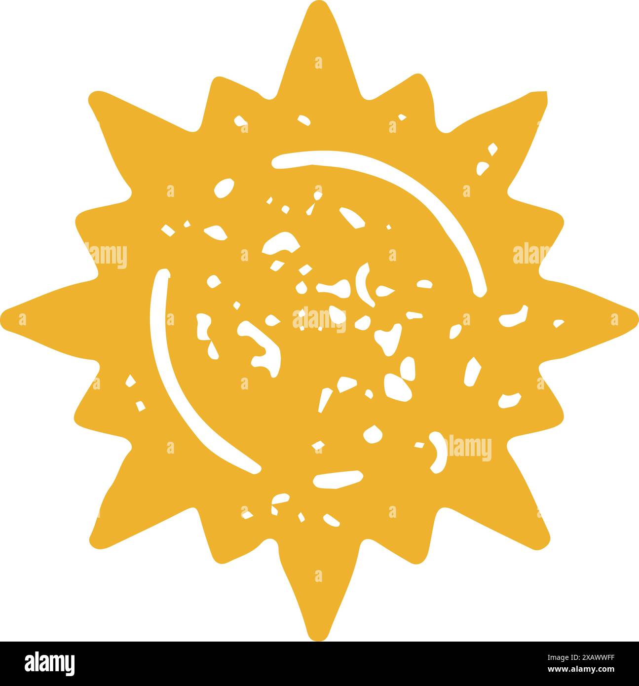 Decorative ornamental yellow sun with shining rays traditional summer ...