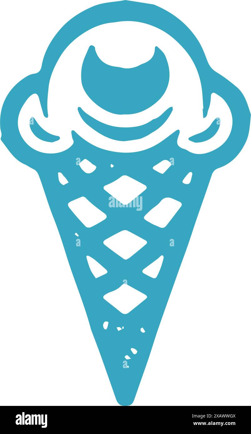 Refreshing appetizing summer dessert ice cream cornet with creamy dairy ...