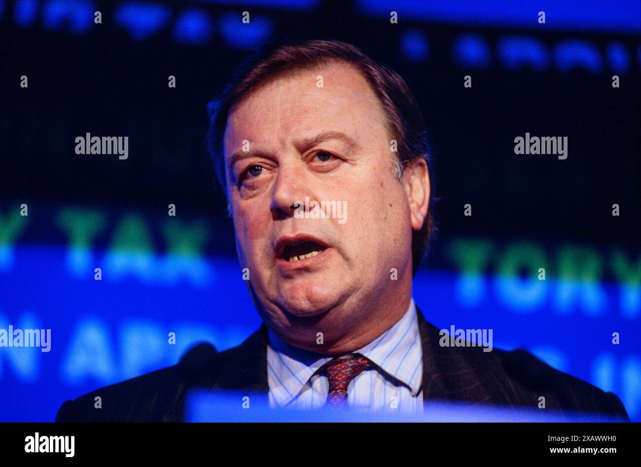 Ken Clarke addressing the media at a Conservative Party press ...