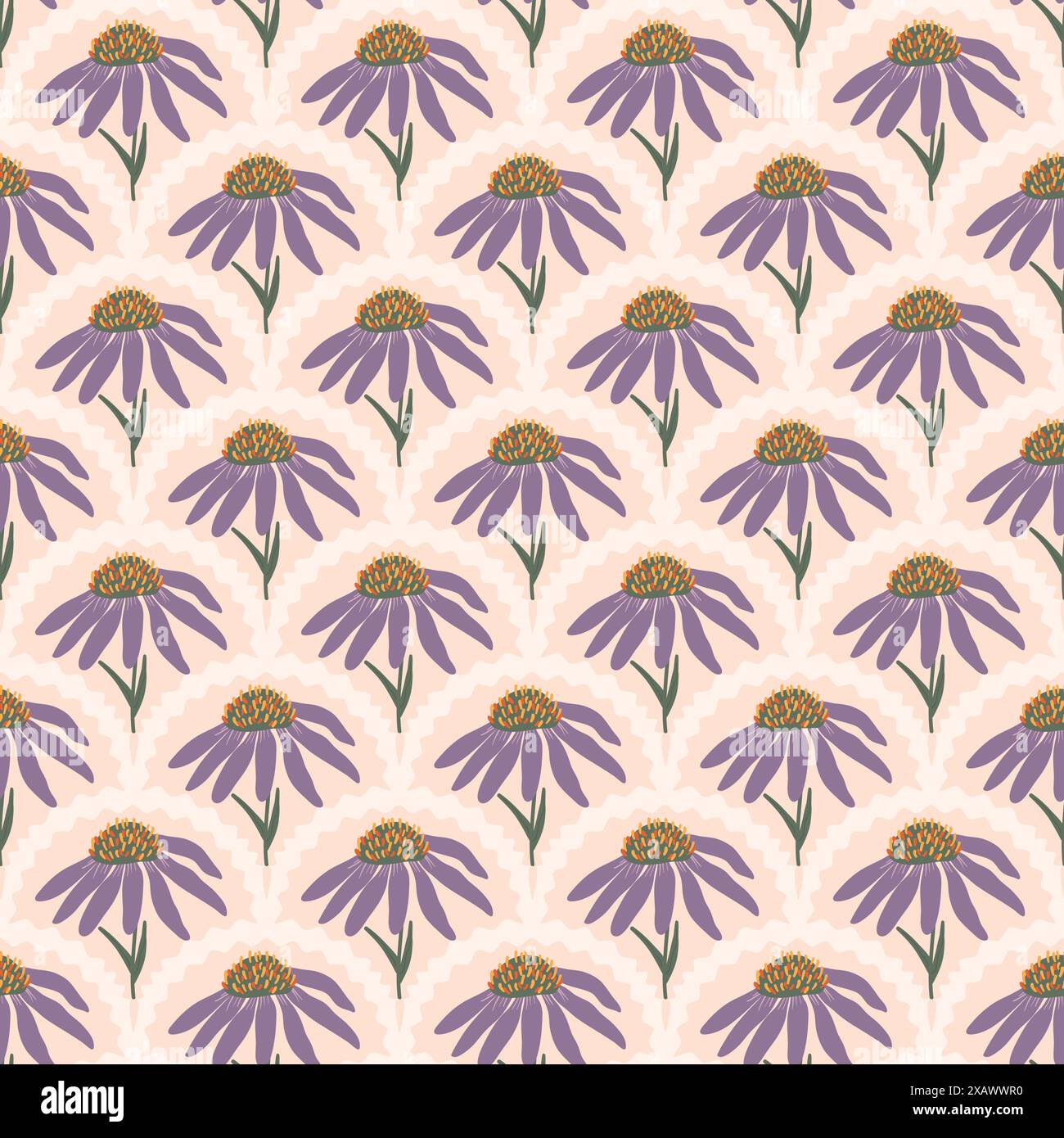 Purple Coneflowers seamless pattern. Floral endless background ...