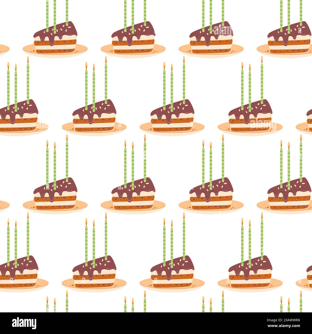 Birthday cakes slices seamless pattern. Celebration chocolate bakery ...