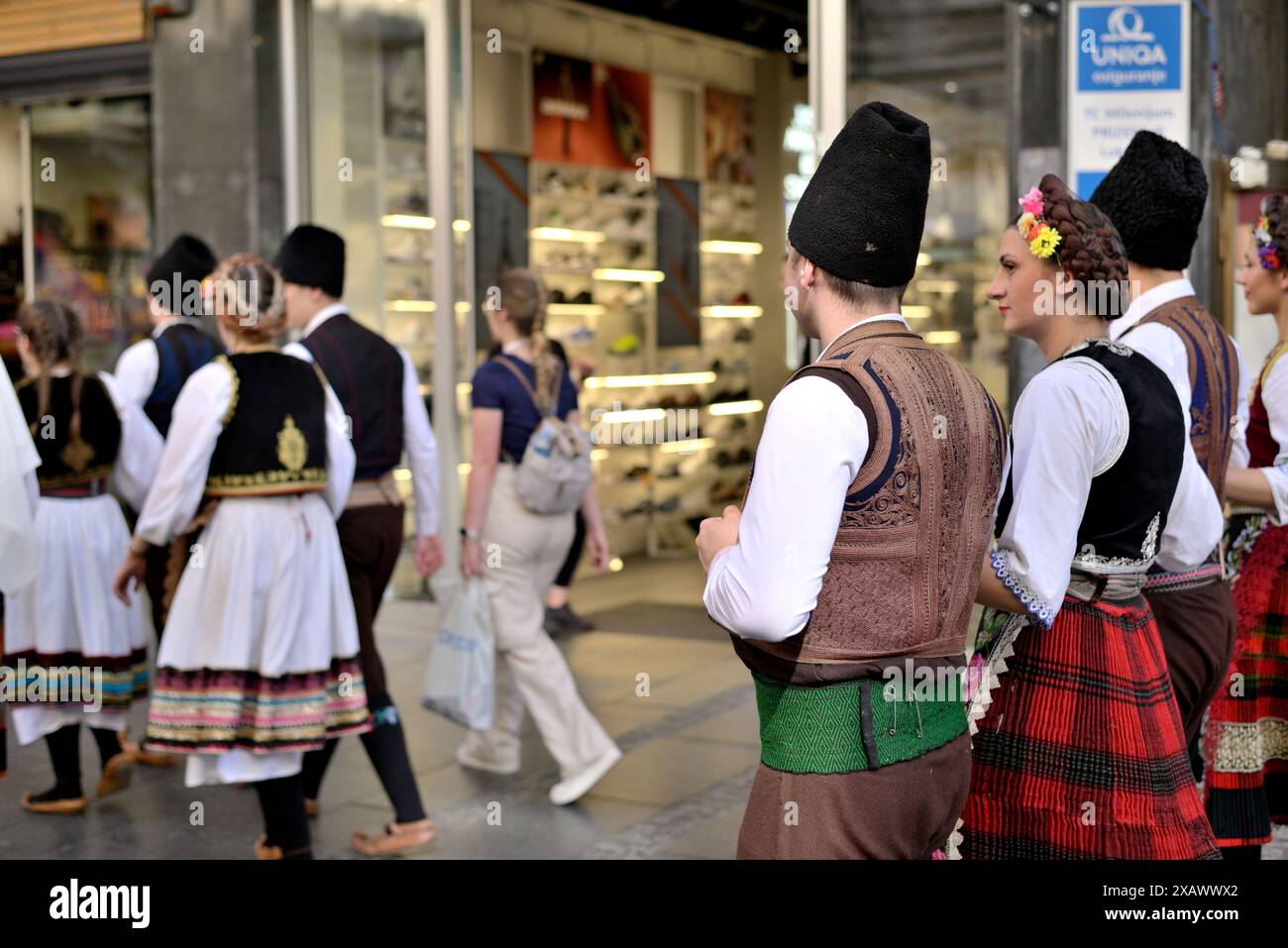 Young people wearing folklore costumes during the All-Serb Assembly ...