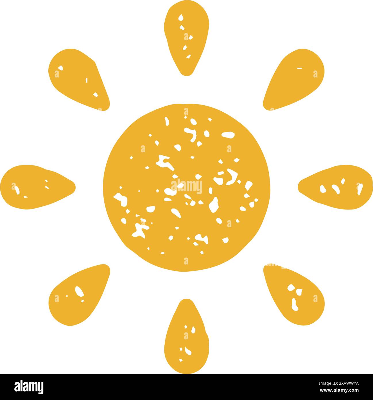 Summertime solar shining yellow sun with drop shape rays minimalist ...