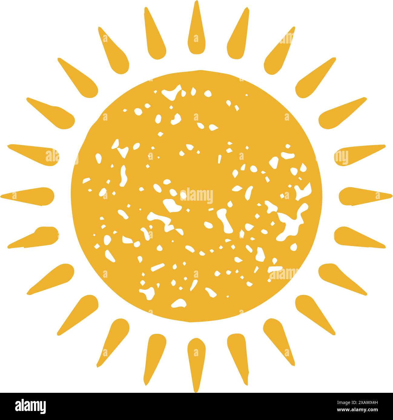 Decorative yellow circle sun surrounded by shining beams drop shape ...