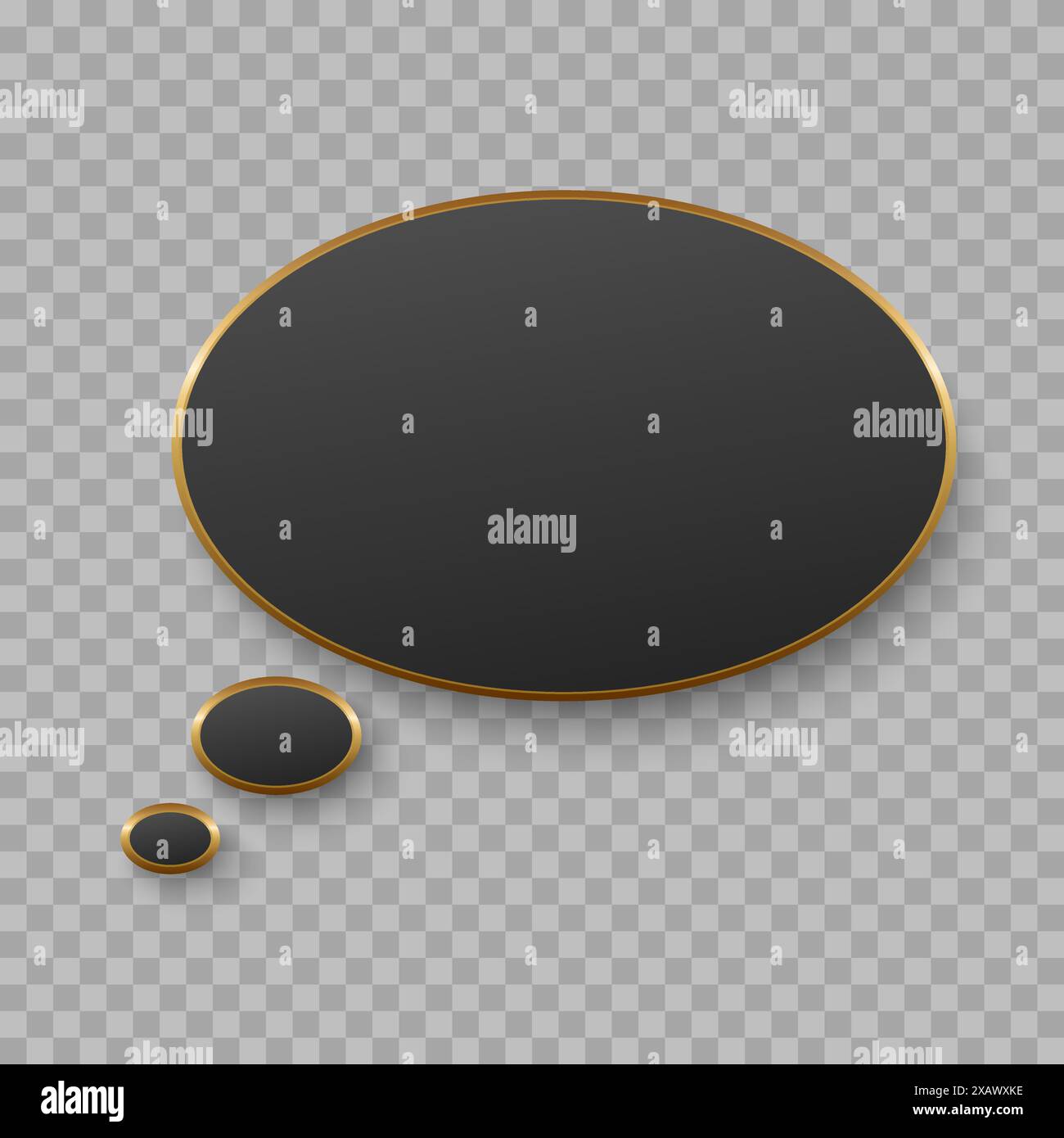 Vector black blank speech bubble with golden edge on dark background ...