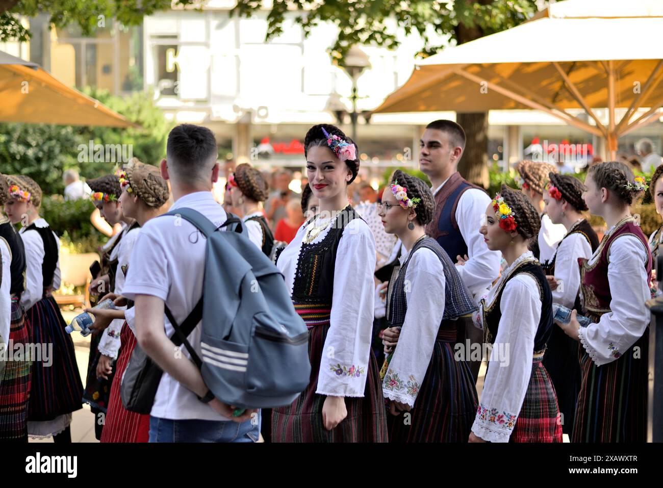 Young people wearing folklore costumes during the All-Serb Assembly ...