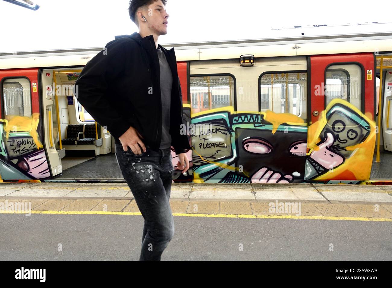 It's like the 1980s again - graffiti art on the London Underground tube ...