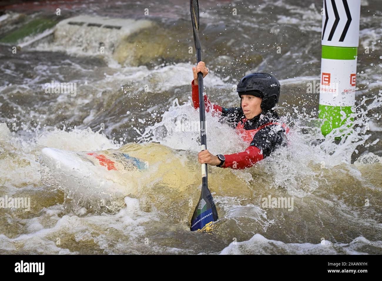 Viktoria Wolffhardt of Austria competes during the Women's Kayak Cross ...