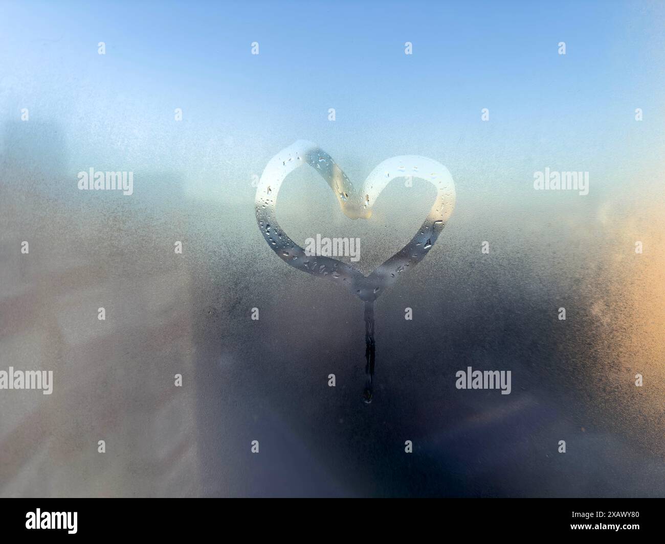 hearts, hand drawn beautiful heart shape on steamed glass background or ...