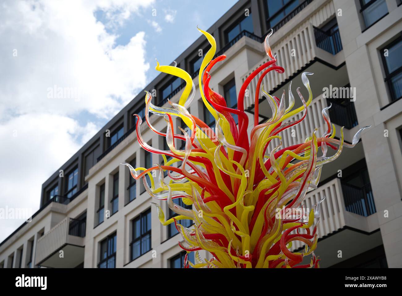 Electric Yellow and Deep Coral Tower (2017) - glass sculpture by Dale ...