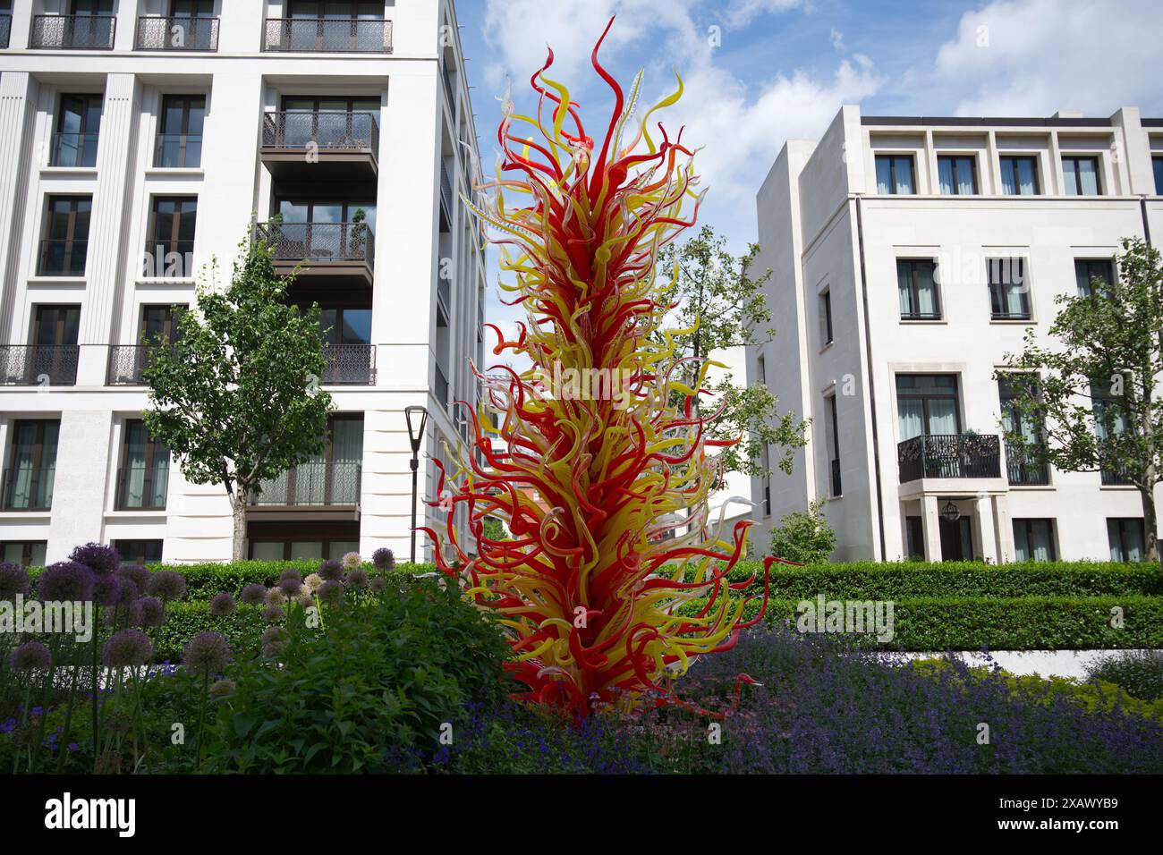 Electric Yellow and Deep Coral Tower (2017) - glass sculpture by Dale ...