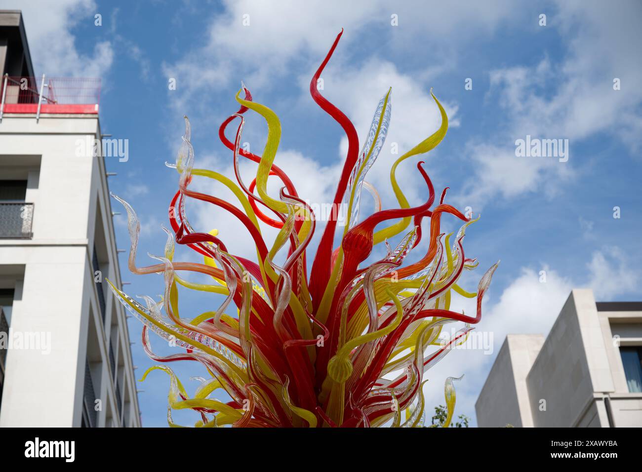 Electric Yellow and Deep Coral Tower (2017) - glass sculpture by Dale ...