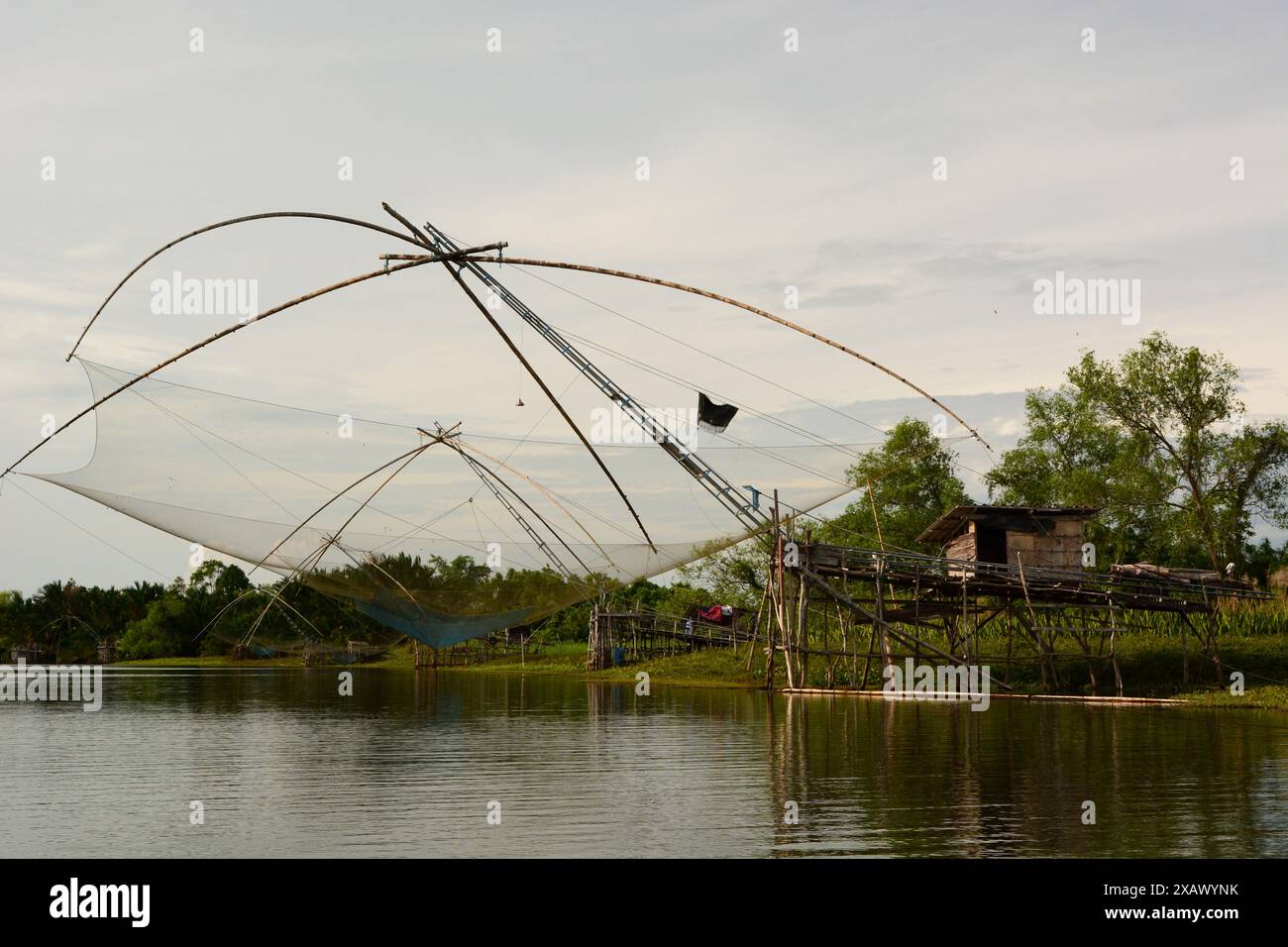 The traditional fishing net. Thale Noi. Phatthalung province. Thailand ...