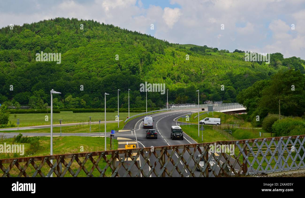 The approach, from Machynlleth, of the new section of the A487(T) and ...