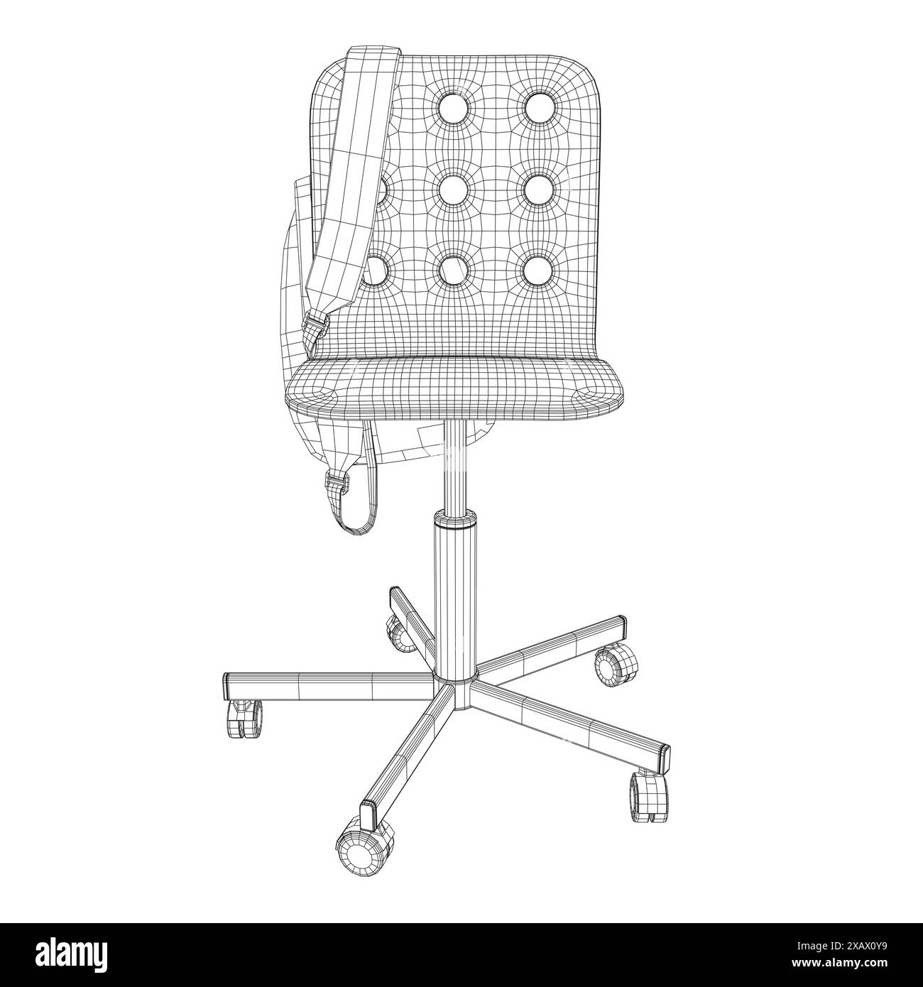 Wireframe of a backpack hanging on a chair made of black lines isolated ...