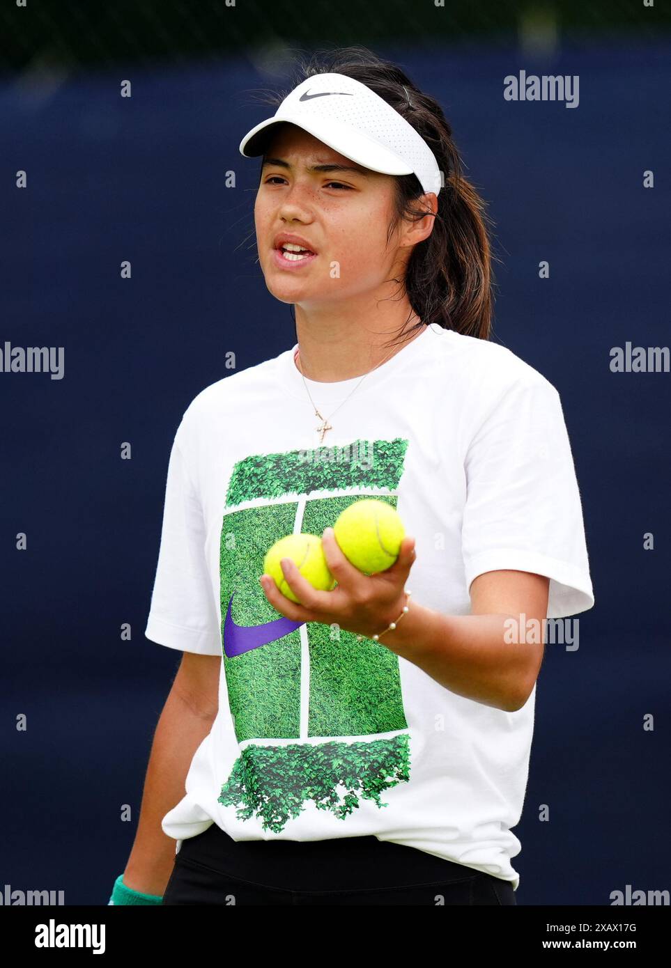 Emma Raducanu on the practice court during qualifying day two of the ...