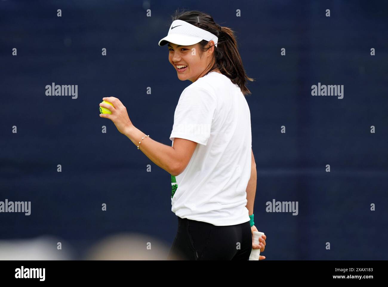 Emma Raducanu on the practice court during qualifying day two of the ...