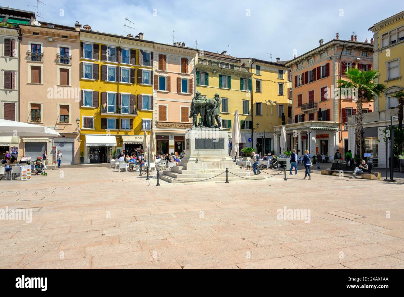 Salo, Italy - April 24, 2023: The main square with historic buildings ...