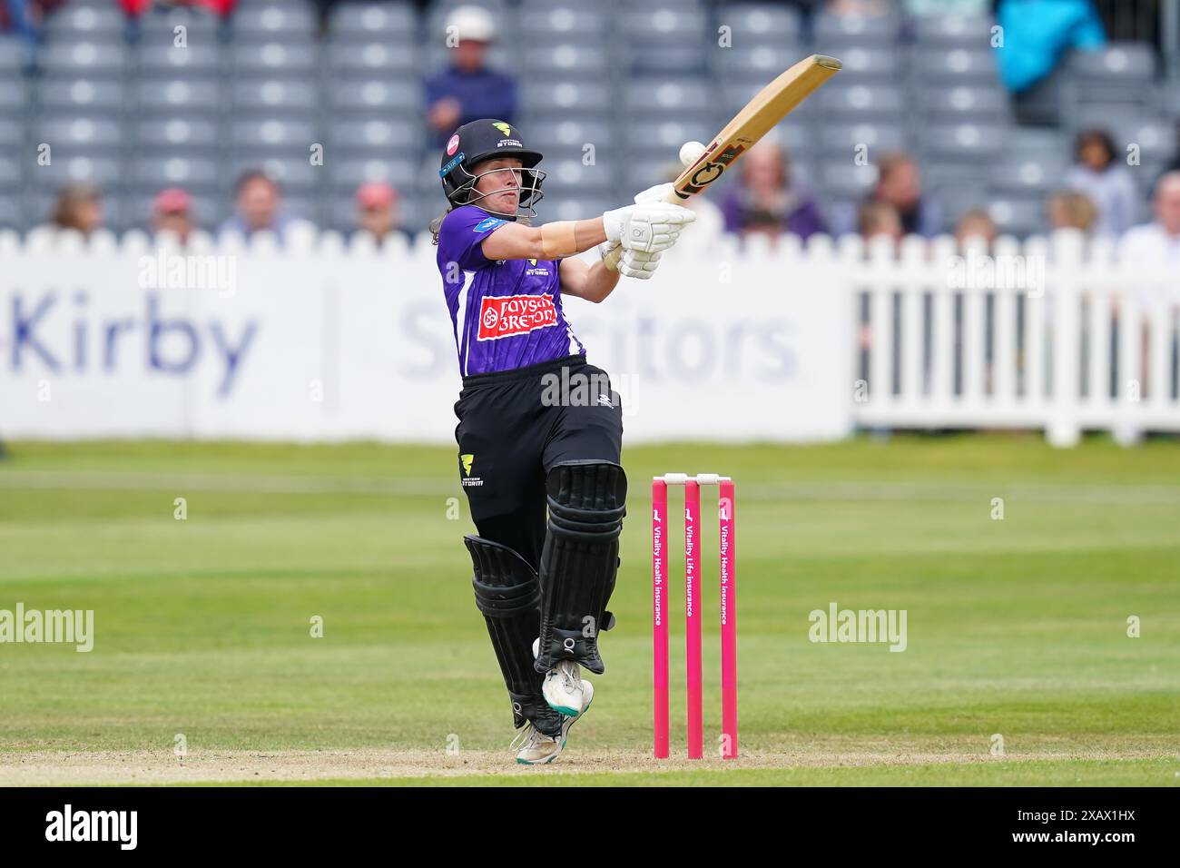 Bristol, UK, 9 June 2024. Western Storm's Sophie Luff batting during ...