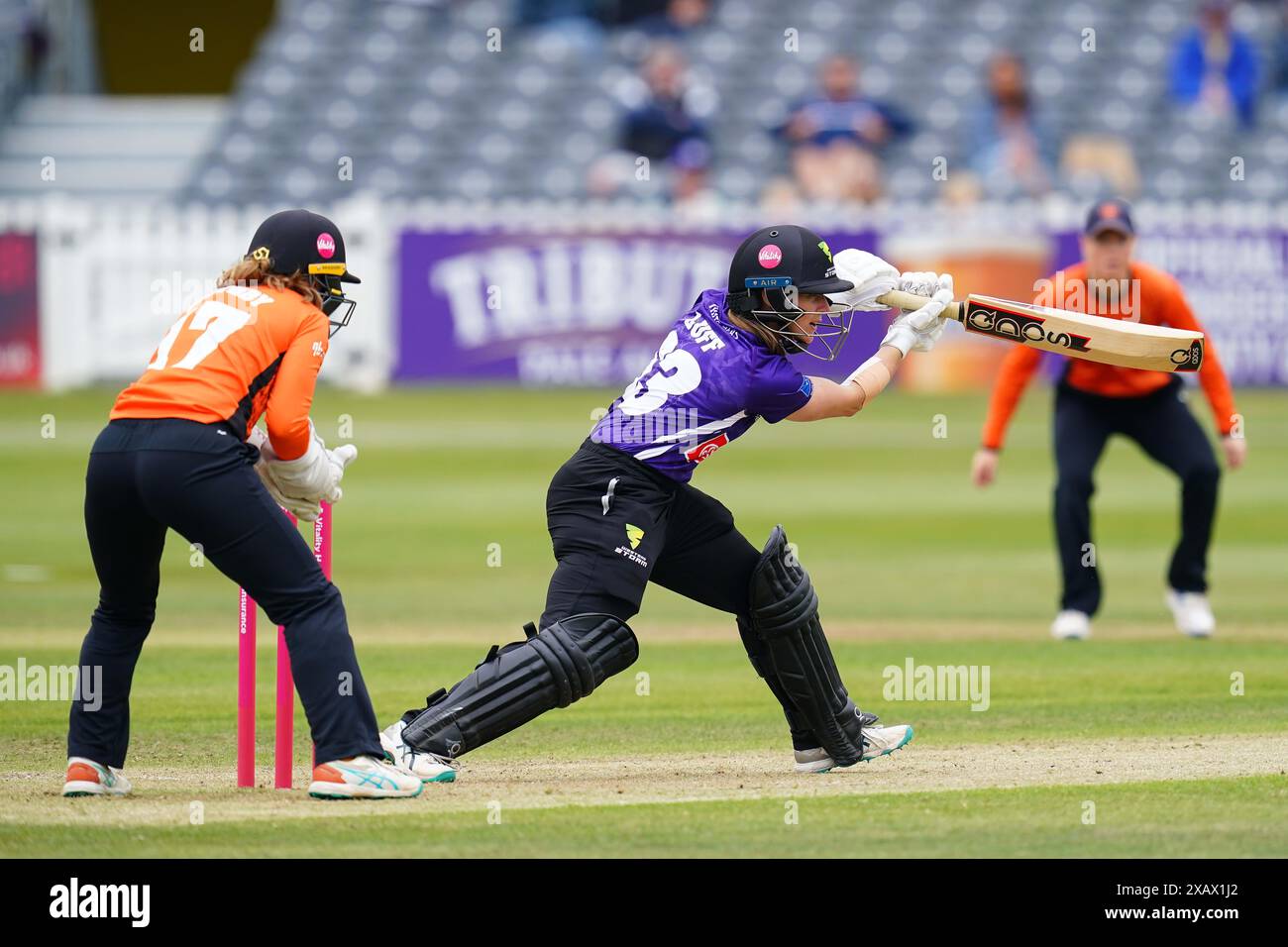 Bristol, UK, 9 June 2024. Western Storm's Sophie Luff batting during ...