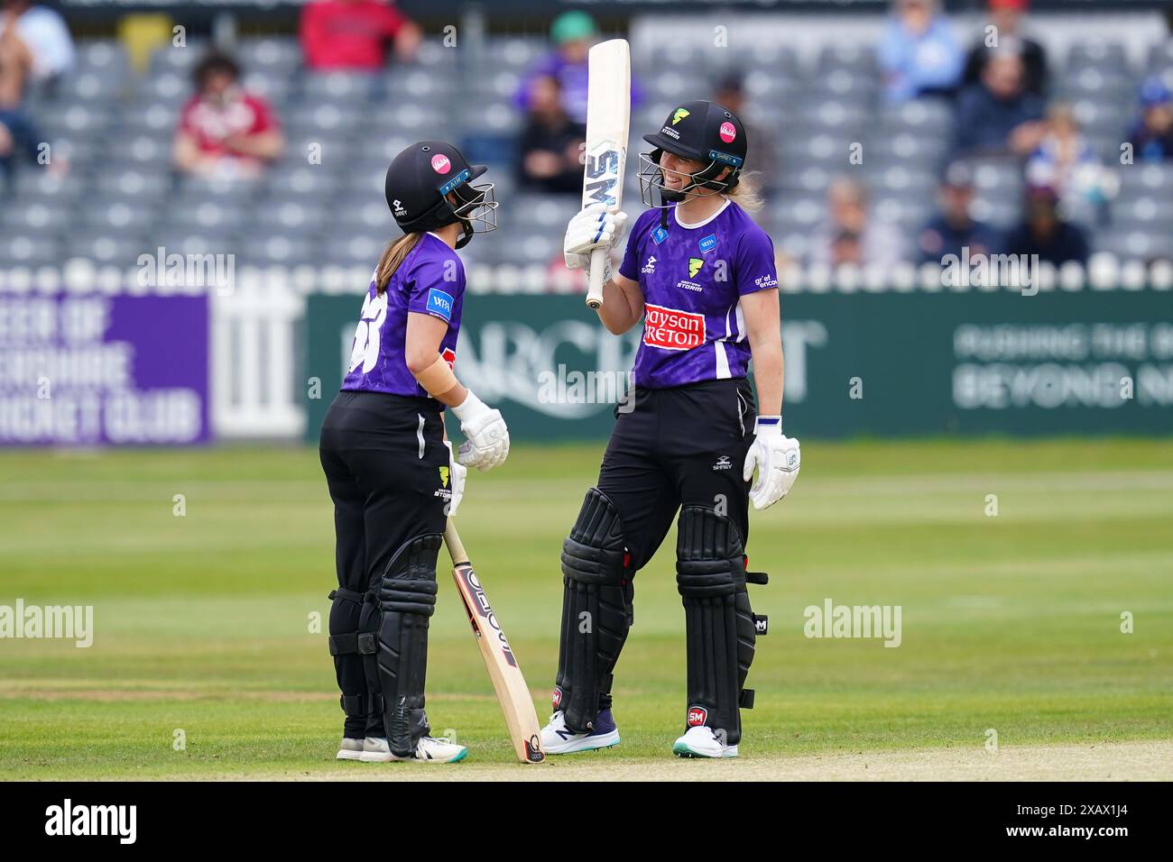 Bristol, UK, 9 June 2024. Western Storm's Sophie Luff and Heather ...