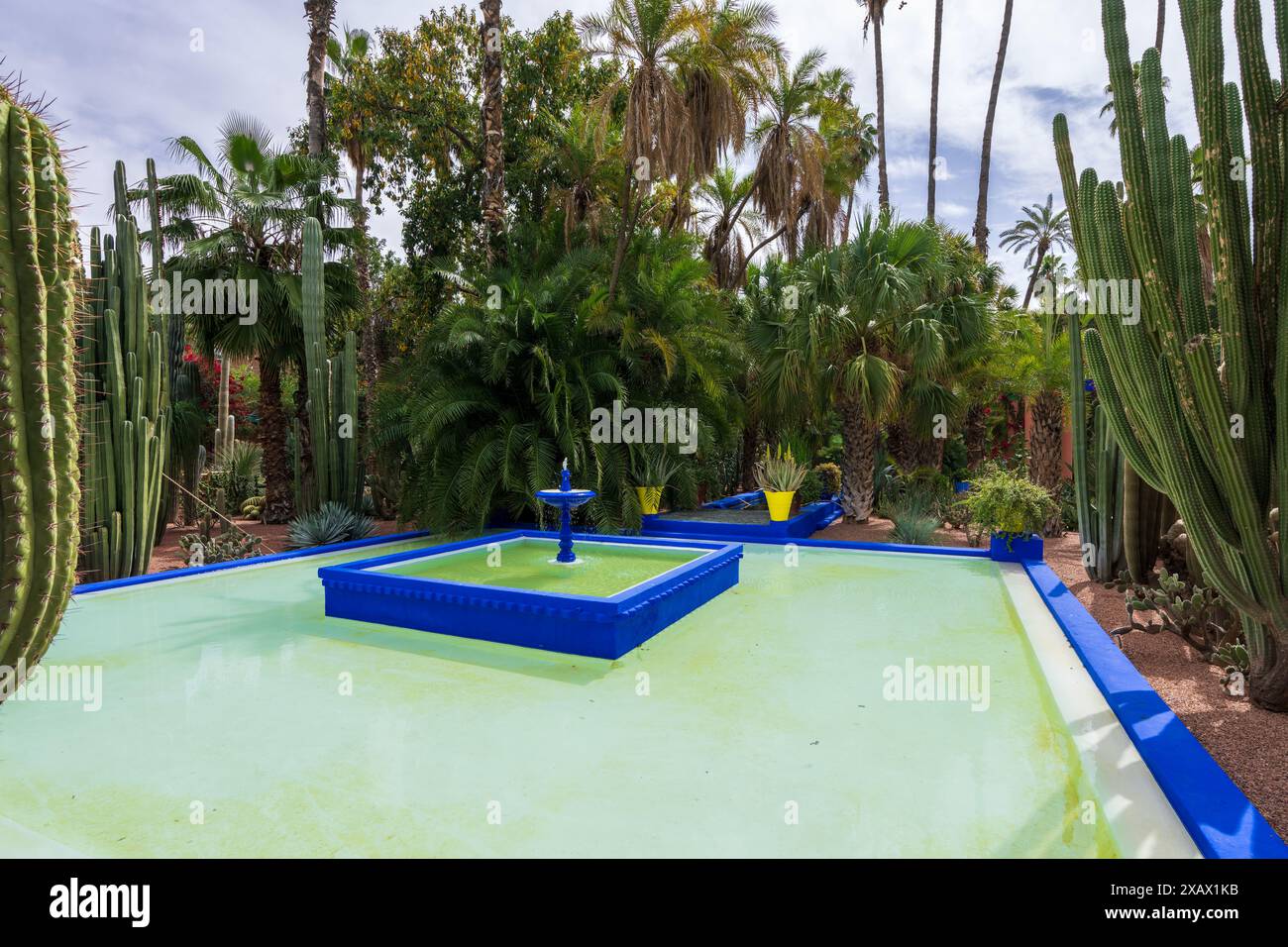 A tropical oasis with blue fountains and cactus gardens.The Majorelle ...