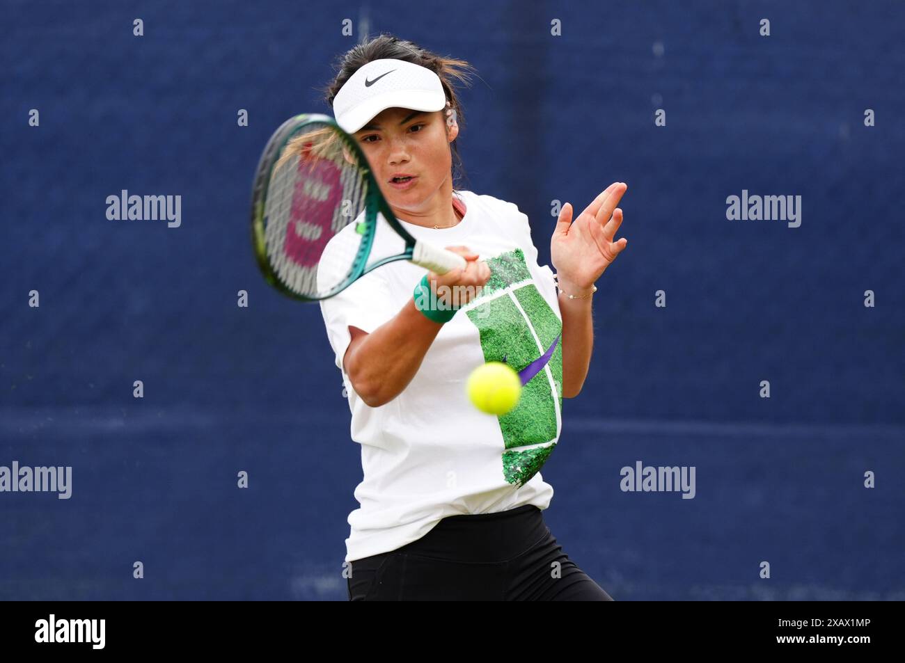 Emma Raducanu on the practice court during qualifying day two of the ...