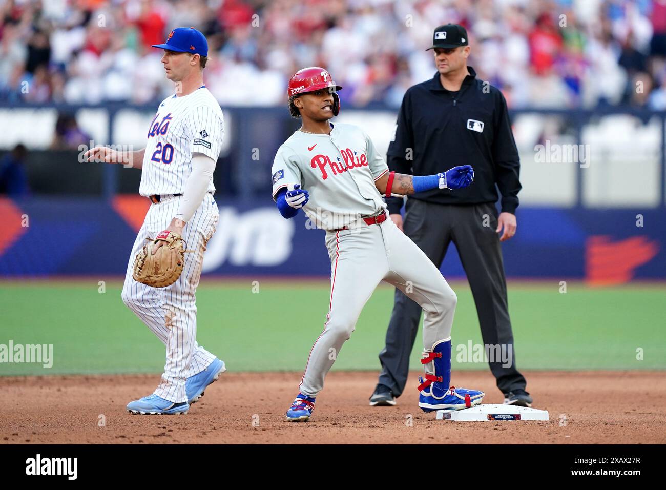 Philadelphia Phillies' Cristian Pache on day one of the MLB London Series Match at the London ...