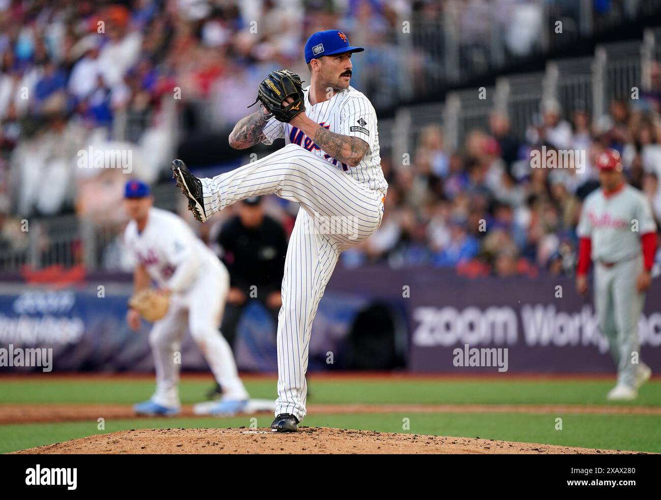 New York Mets' Sean Reid-Foley in action on day one of the MLB London ...