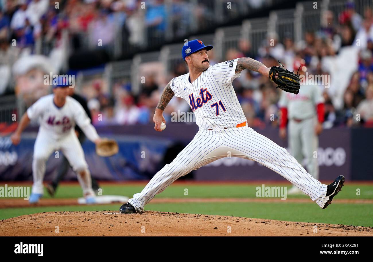 New York Mets' Sean Reid-Foley in action on day one of the MLB London ...