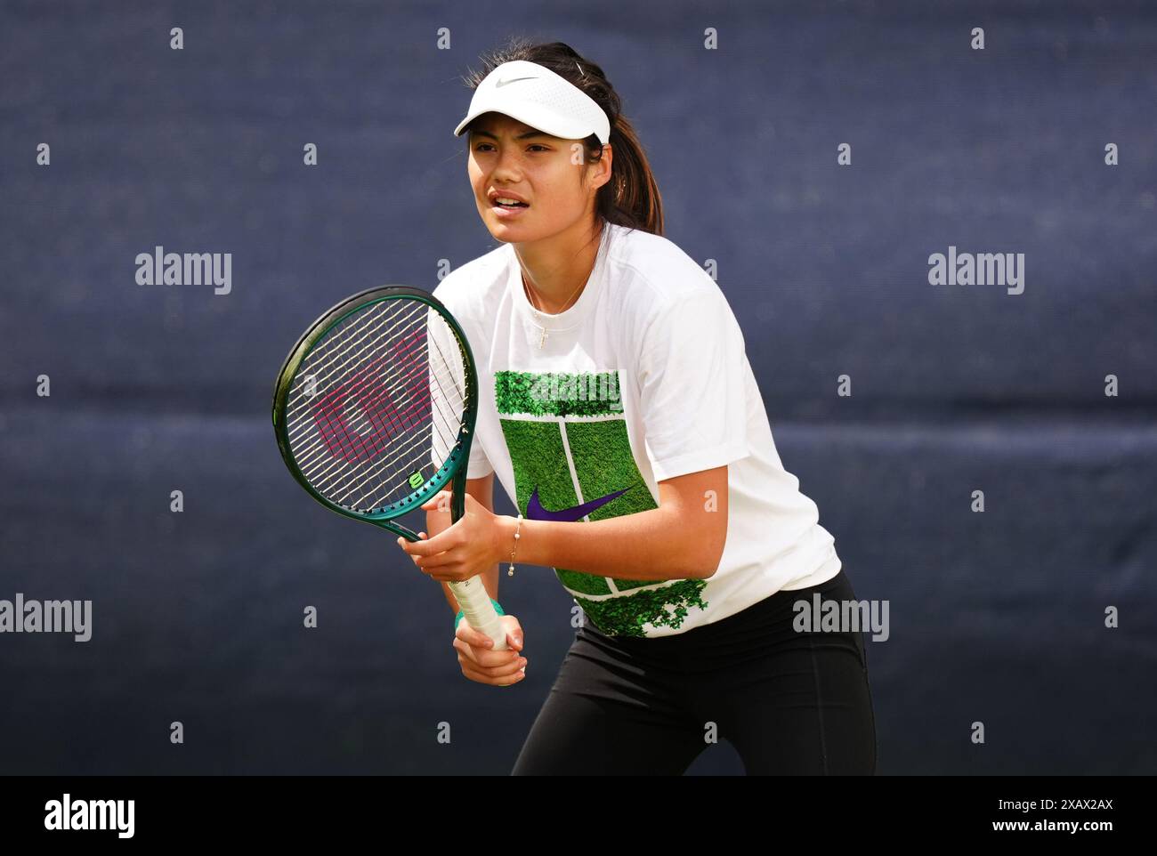 Emma Raducanu on the practice court during qualifying day two of the ...