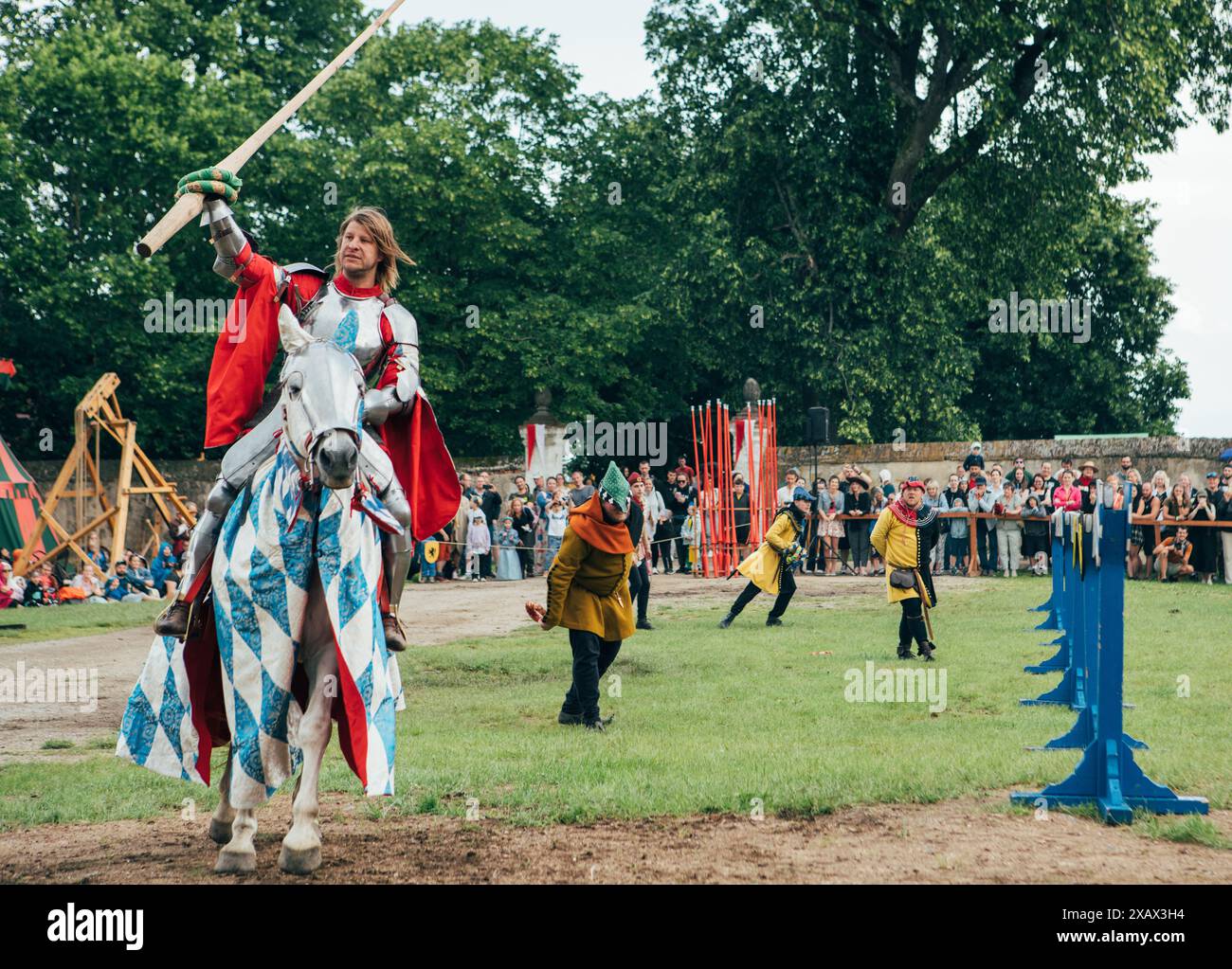 Červený Kameň Castle, Slovakia - May 25, 2024: People in medieval ...