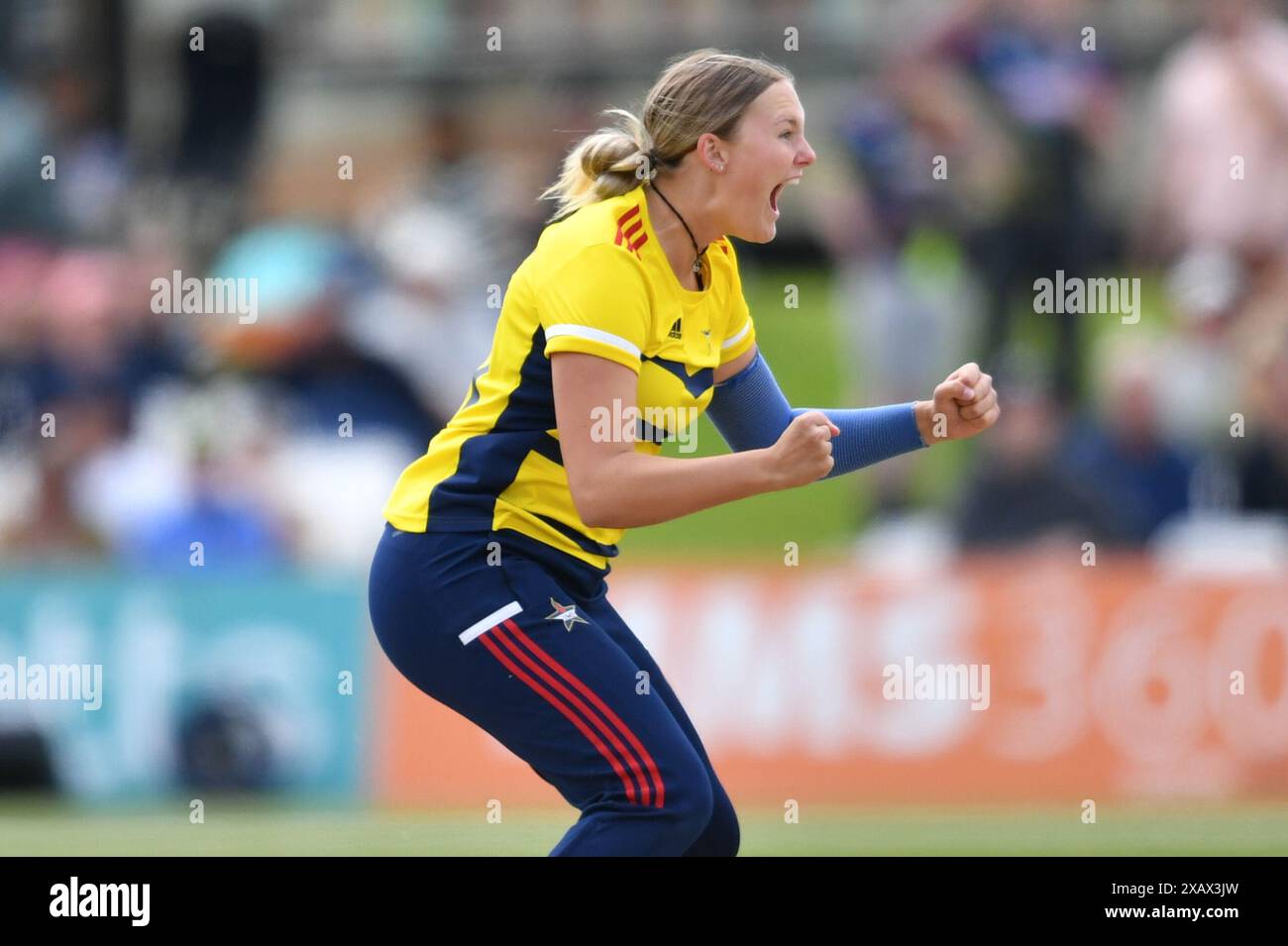 Canterbury, England. 9th Jun 2024. Tilly Corteen-Coleman celebrates ...