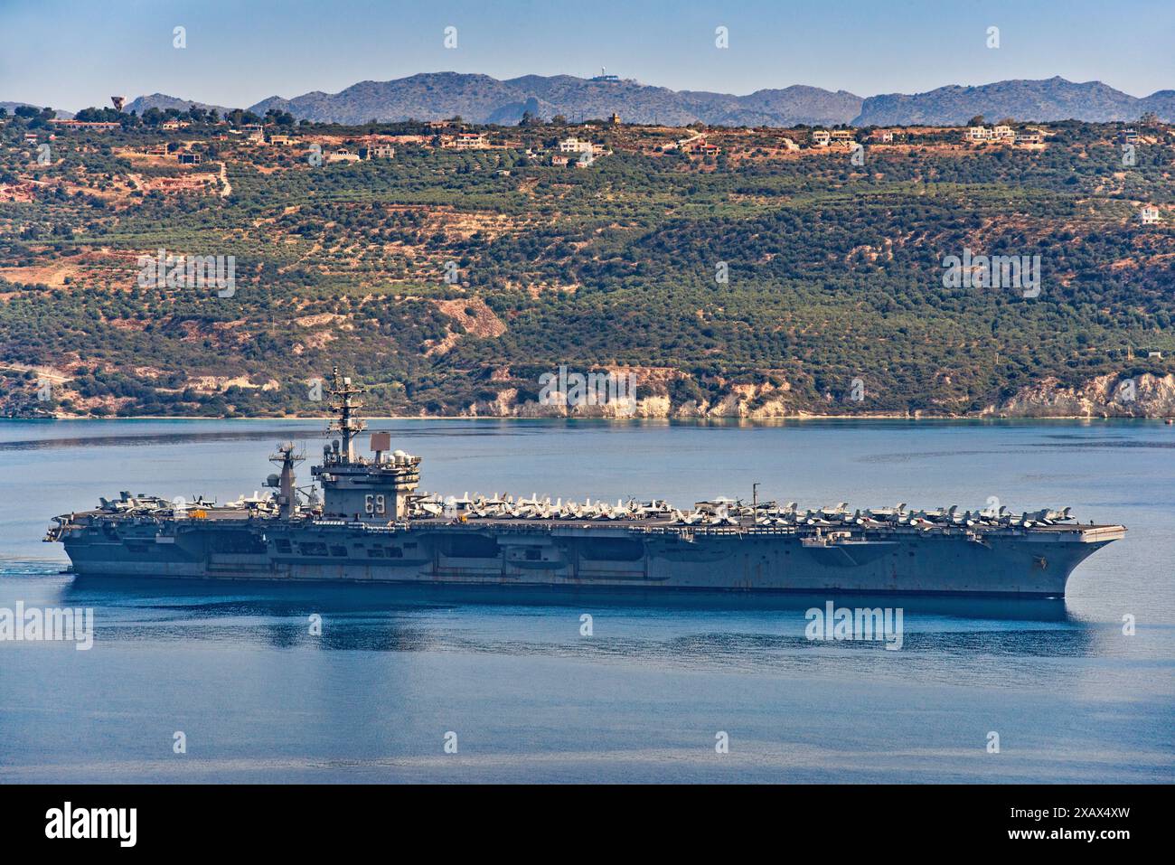 USS Dwight D Eisenhower, nuclear powered aircraft carrier at Souda Bay ...