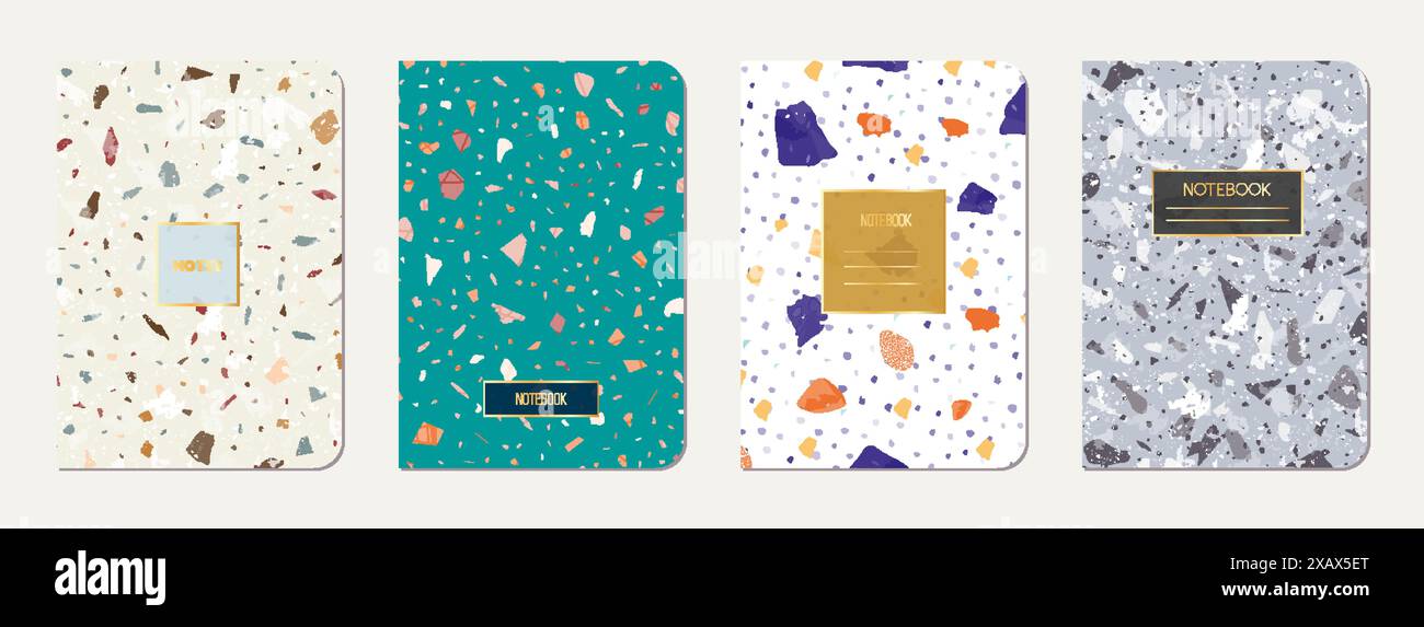 Notebook cover design. Terrazzo abstract background made of natural ...