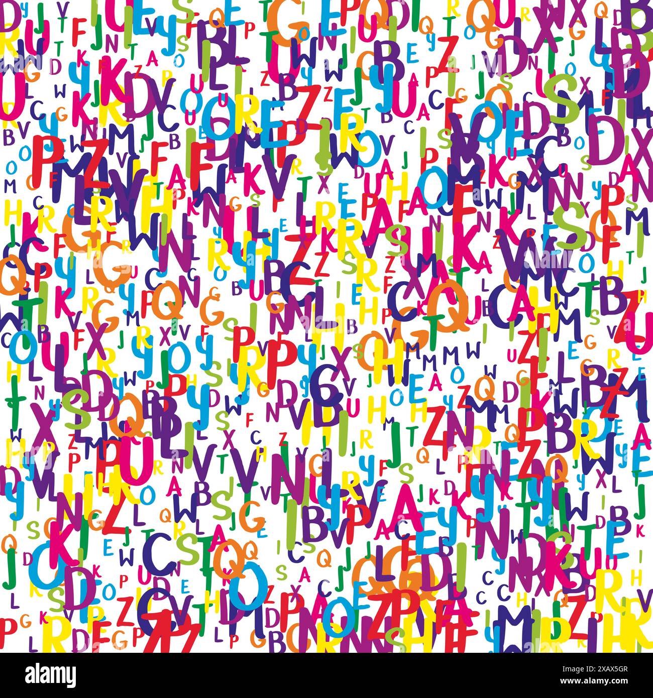Falling letters of English language. Colorful childish flying ...