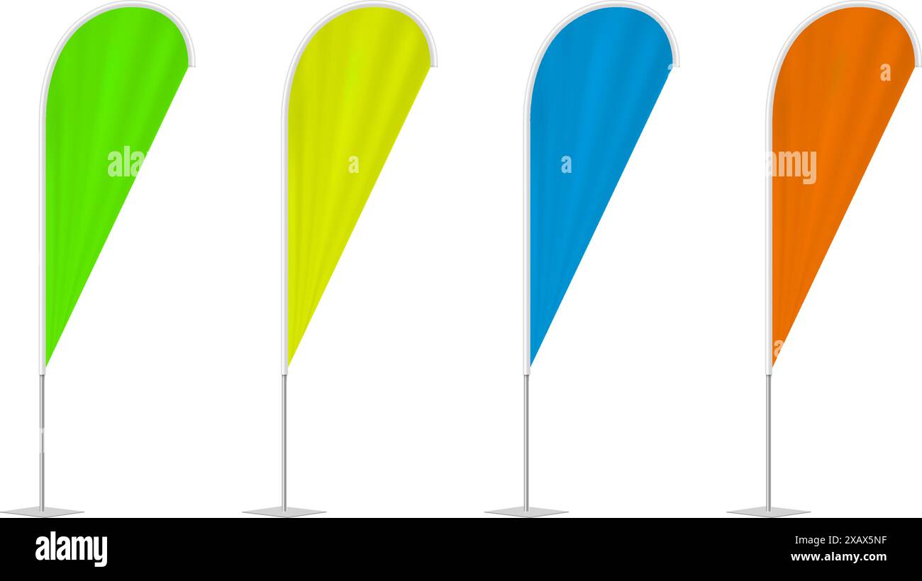 set of beach flags mock up isolated on white background Stock Vector ...