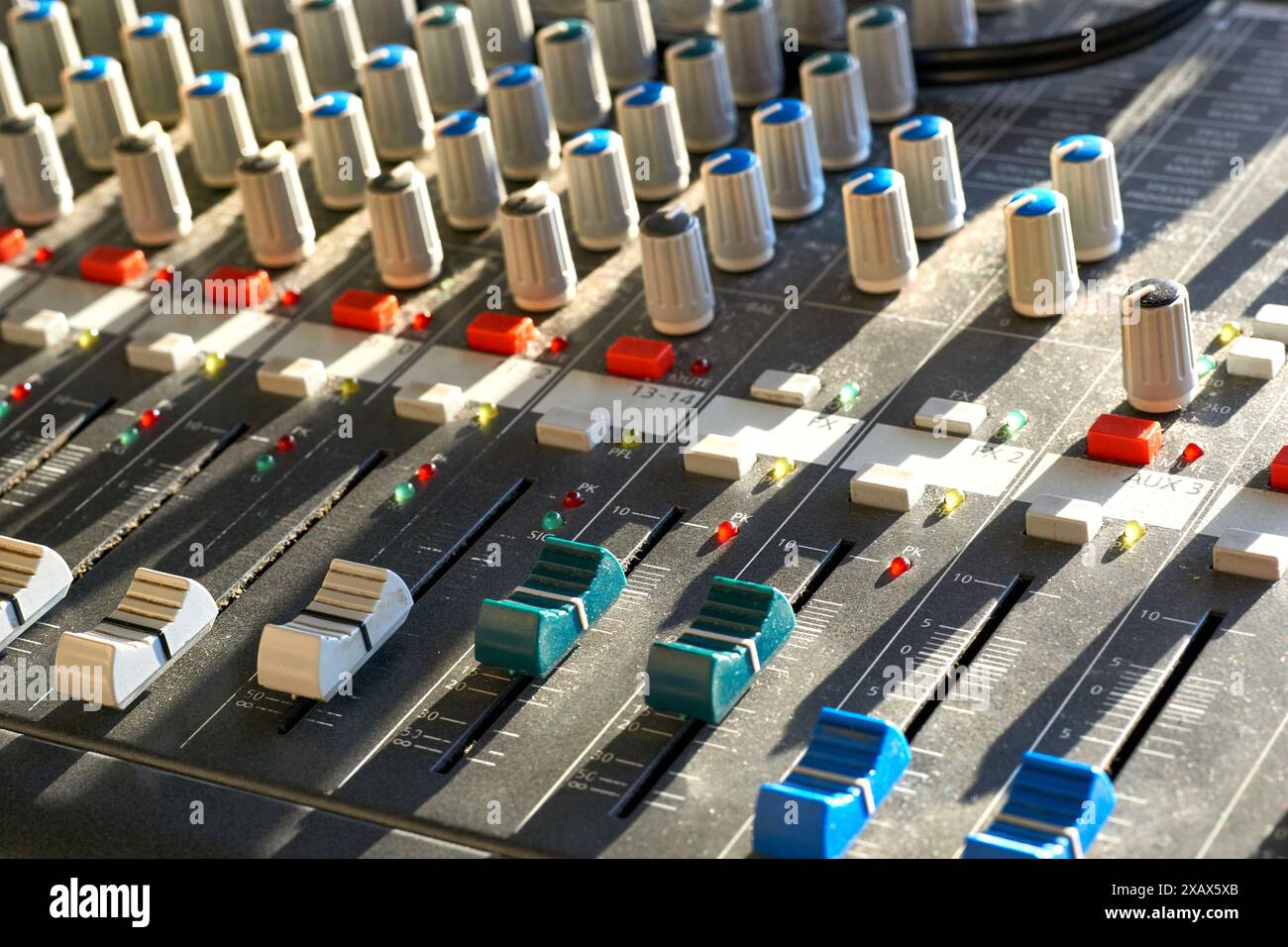 Mixing console for controlling the volume, frequencies of musical ...