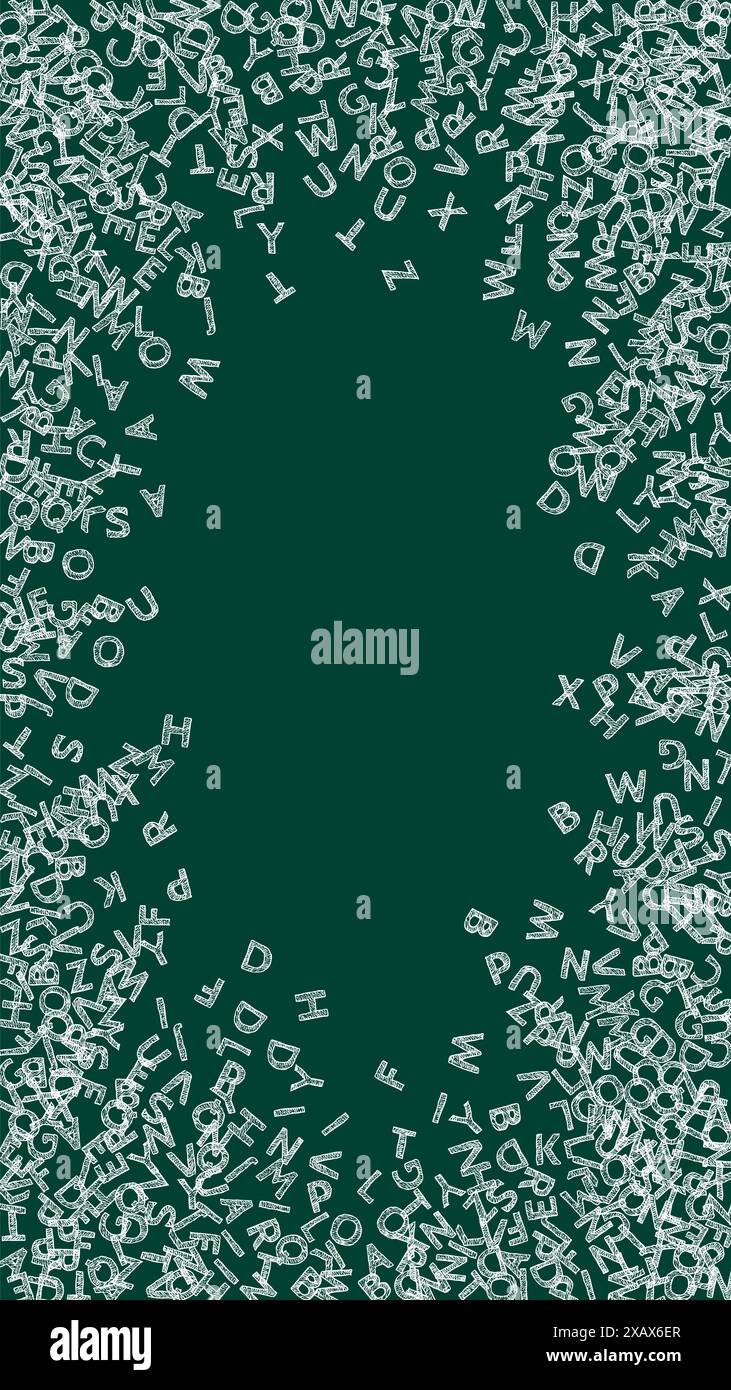 School notebook cover. Colorful childish floating letters of Latin ...