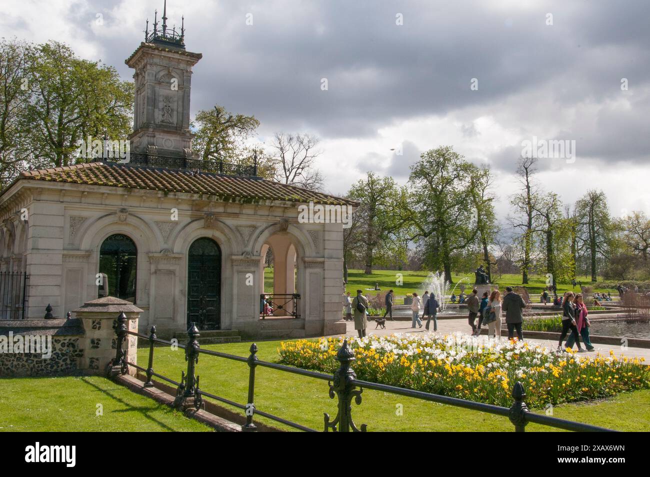 Pumphouse and Italian Garden in Hyde Park, near Lancaster Gate, London ...