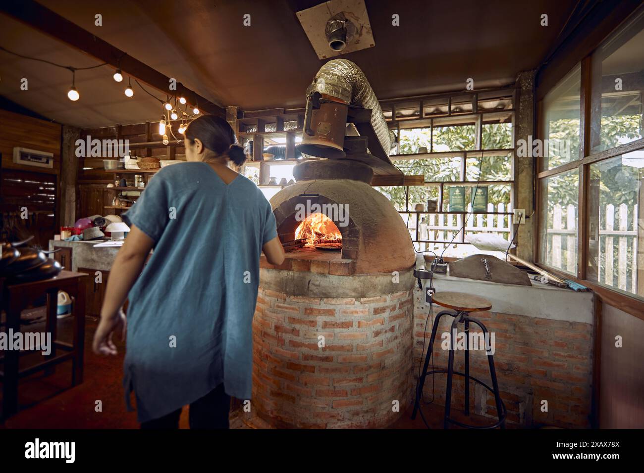 pizza traditional oven in open kitchen italian restaurant Stock Photo ...