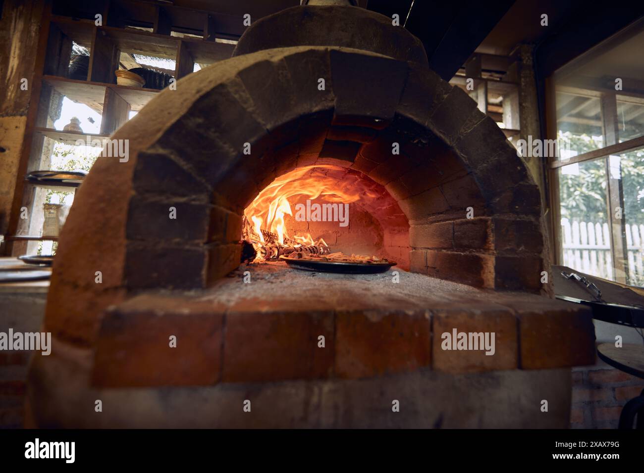 pizza traditional oven in open kitchen italian restaurant Stock Photo ...